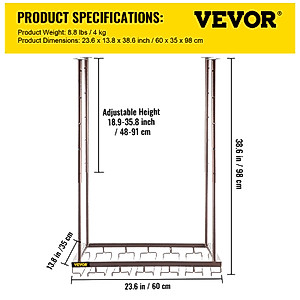 VEVOR Ceiling Wine Glass Rack, 23.6 x 13.8 inch Hanging Wine Glass Rack, 18.9-35.8 inch Height Adjustable Hanging Wine Rack Cabinet, Coppery Wall-Mounted Wine Glass Rack Perfect for Bar Cafe Kitchen
