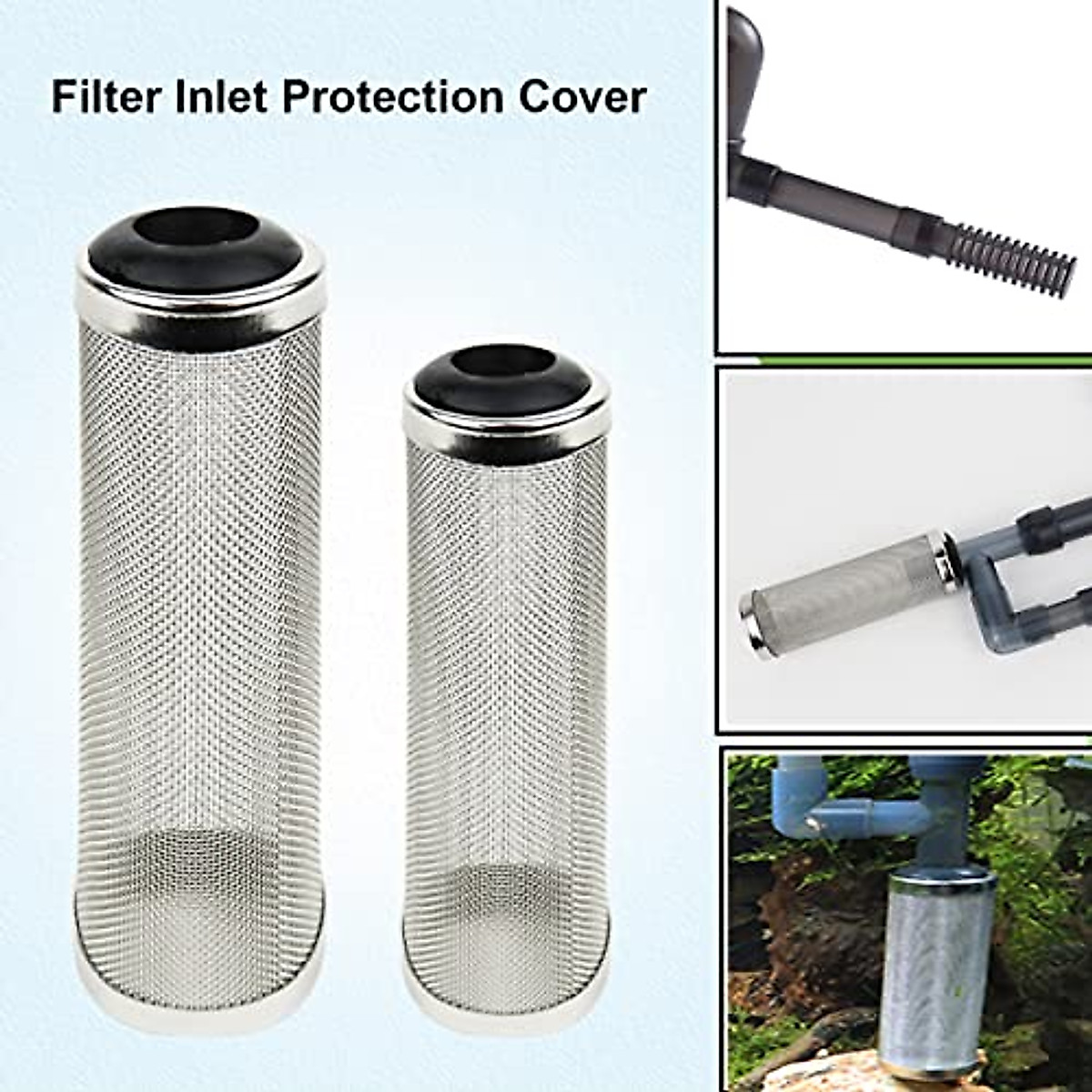 Bilindasly 16mm Stainless Steel Aquarium Inflow Inlet Filter Aquarium Filter Intake Cover Fish Shrimp Mesh Net Filter Guard Fish Tank Intake Strainer Cover