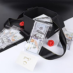 Money Pull Out Gift Box Luxury Flower Box wt Cash Box Insert Unique Gift for Wife Girlfriend Mother Friend Surprise Box for Birthday Thanksgiving Christmas Pranks for Adults