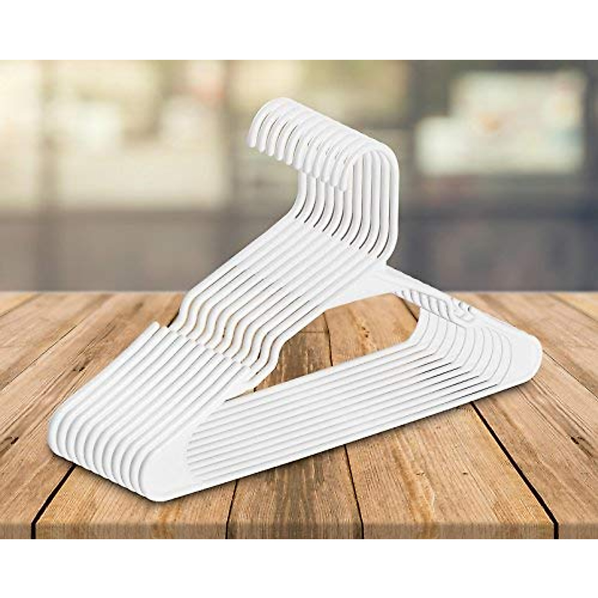 Zoyer Plastic Hangers (50 Pack, White)- Durable Clothes Hangers- Space Saving Shirt Hangers- Slim Coat Hangers- Suit Hangers