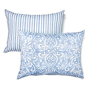 MARTHA STEWART Avery Medallion King Size Duvet, 3 Piece Set-1 Duvet Cover, 2 Pillow Shams, Cotton-Percale, Soft, Reversible, Easy Wash, All Season 104"x92" With Button Closure, Dorm Essentials, Blue