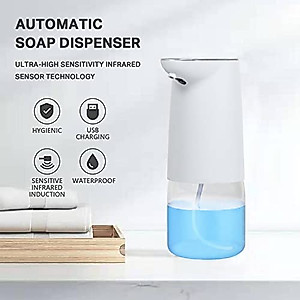 Automatic Soap Dispenser 16.9 oz/500 ml Touchless Hand Free Soap Dispenser with 2 Adjustable Level and Infrared Motion Sensor for Bathroom Kitchen, Home Office, Hotel and Outdoor