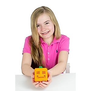 Strictly Briks Compatible with Lego 3D Toy Building Bricks & Blocks, Light Up Mini Cube Jack-O-Lantern, 79 Pieces with LED Light, Halloween Brick Construction Set, Compatible with All Major Brands