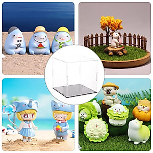 FINGERINSPIRE Clear Acrylic Display Case with Black Base & 4 Pcs Rubber Rings 6x6x6 Inch Cube Clear Self-Assembly Acrylic Box Dustproof Protection Showcase for Action Figures Collectibles Toys