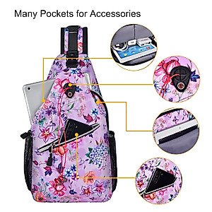 MOSISO Sling Backpack, Multipurpose Travel Hiking Daypack Rope Crossbody Shoulder Bag, Lobularia Maritima