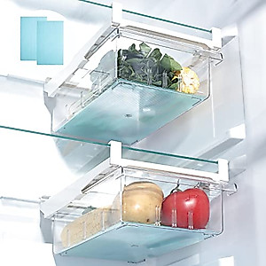 Refrigerator Organizer Bins with Handle - Farochy 2PCS Pull-out Fridge Drawer Organizer Refrigerator Storage Box Refrigerator Egg Drawer