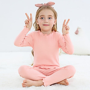 Zando Kids Child Boys Girls Thermal Underwear Cold Weather Gear Kids Base Layer Toddler Thermal Set Two Piece Winter Long Johns Toddler Snow Shirt and Pants Light Pink XX-Large