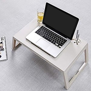 Bedside Table Mobile Medical Overbed Table, Home Office Study Writing Laptop Table Coffee Table, Student Bedroom Breakfast Table Study Reading Writing Desk PC Laptop Table for Living Room (Beige)