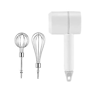 Good Dee's Portable Electric Cordless Handheld Mixer, 3-Speed Adjustable Lightweight USB Rechargeable Hand Mixer Stainless Steel (White)