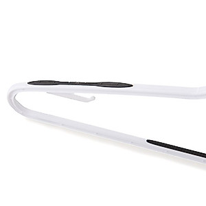 Popular Design Products 10 pc White Plastic Hangers with Built-in Grey Grip Strip Non-Slip Pads - Perfect for Dresses, Blouses and Pants - Work Great for Shirts, Ties, Scarves and Sweaters