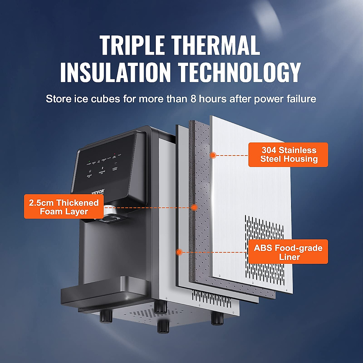 VEVOR Nugget Ice Maker, 62lbs in 24Hrs, Self-Cleaning Countertop Nugget Ice Dispenser with 6 lbs Ice Storage, for Home Kitchen Office Party