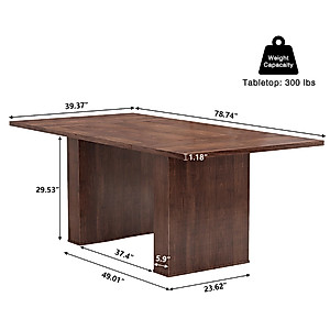 LEVNARY 78 Inch Long Executive Desk, Large Office Desk with Wood Strip Base, Modern Farmhouse Computer Desk Business Furniture for Home Office (Walnut)