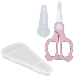 Portable Feeding Aid Scissors Ceramic Food Supplement Scissors with Scissors Cover Storage Box for Supplies Household()