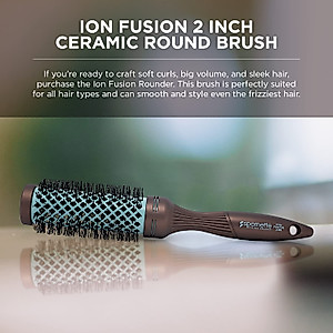 Spornette Ion Fusion 3 inch Round Brush With Thermal Ceramic Barrel And Ion-charged Anti Static Nylon Bristles For Blow Drying, Blow-outs, Curling, Styling, And Smoothing All Types Of Hair Textures