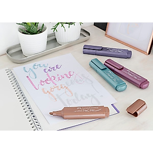 Faber-Castell Metallic Highlighter Set - Assortment of 8 Subtle Glitter Highlighter Markers - Note Taking and Journaling Supplies