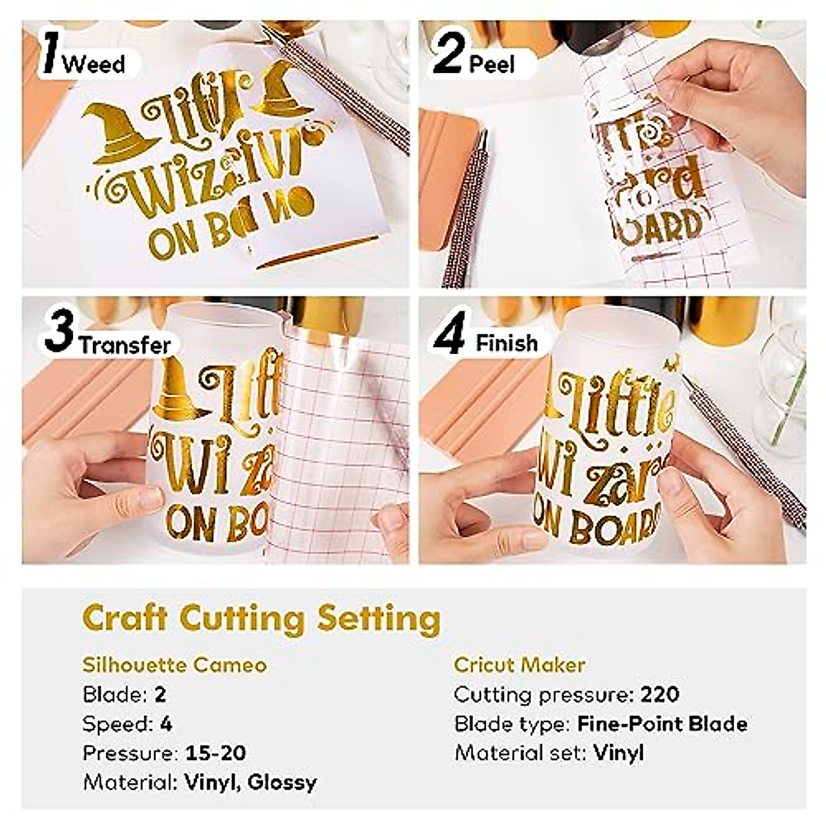 Gatichetta Foil Self Adhesive Vinyl 12" x 6FT Textured Metallic Craft Permanent Vinyl Roll for Cutting Machine, Mugs, Decals, Stickers, Foil Gold