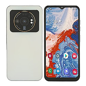 White Smartphone Mobile Phone 4000mAh 6.5 Inch Dual SIM Dual Standby 6 and 256G ABS 5G Network for Every Day (US Plug)