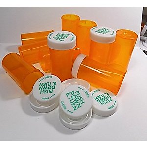 Plastic Prescription RX Vials/Bottles 50 Pack w/Caps 8 Dram Size-New