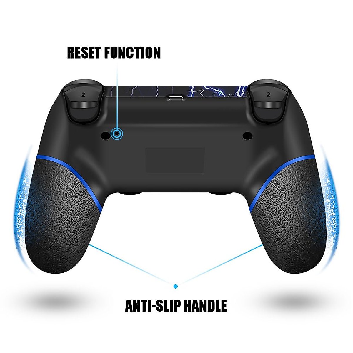 AceGamer Wireless Controller for PS4, Custom Design V2 Gamepad Joystick for PS4 with Non-Slip Grip of Both Sides and 3.5mm Audio Jack! Thumb Caps Included! (Lightning)