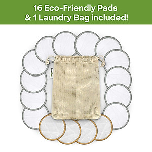 Bambaw Reusable Makeup Remover Pads | 16 Cotton Rounds with Laundry Bag | Reusable Cotton Pads for Face | Eye Makeup Remover Pads | Cotton Rounds for Face | Reusable Cotton Rounds | Cotton Pads