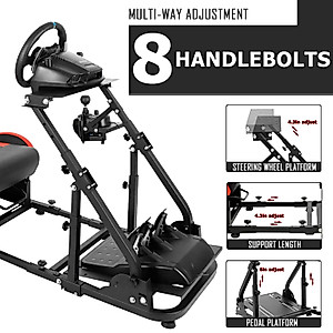 Minneer Immersion Racing Simulator Cockpit/with Red&Black Seat/Fit for Thrustmaster,FANTEC,logitech G25,G29,G92,G923 /Height Adjustable Gaming Steering Wheel Stand/Wheel&Pedals Not Included