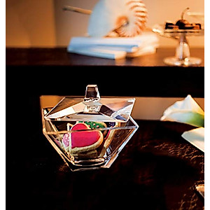 Barski - European Glass - Square - Covered - Candy - Nut - Chocolate - Jewelry - Box - 4.2" Diameter - Made in Europe