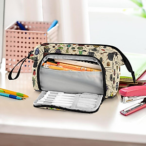 Fisyme Ladybugs Beetles Bugs Pencil Case Large Capacity Pencil Pouch Pen Bags Box Big Makeup Pencil Case Organizer