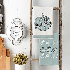 Artoid Mode Blue Watercolor Pumpkin Hello Fall Kitchen Towels Dish Towels, 18x26 Inch It's Fall Y'all Decoration Hand Towels Set of 4