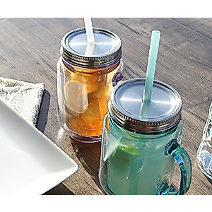 Cupture 2 Vintage Clear Mason Jar Tumbler Mug With Stainless Steel Lid and Straw - 20 oz