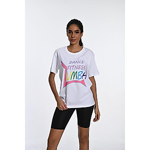 Women's Gym Tank Tops & T-Shirts. Unisex Loose fit, Active Graphic Prints.Perfect Dance, Sport, Workout Black Size Small (US, Alpha, Medium, Regular, Regular, White)