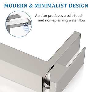 𝗩𝗼𝗻𝘃𝗮𝗻 Brushed Nickel Bathroom Faucets, Solid Brass Single Hole Bathroom Sink Faucet, Modern Bathroom Faucets for Sink 1 Hole, Lead-Free Vanity Faucet with Pop-up Drain and Water Supply Hoses