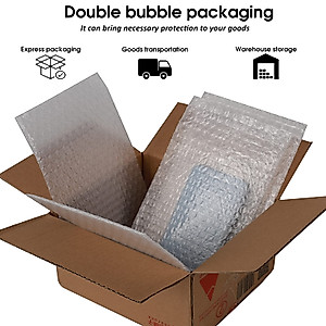 50 Pcs Bubble Pouch Wraps, 6''x8'' Clear Bubble Out Bags for Packing, Double Walled Cushioning Bags for Shipping, Storage and Moving