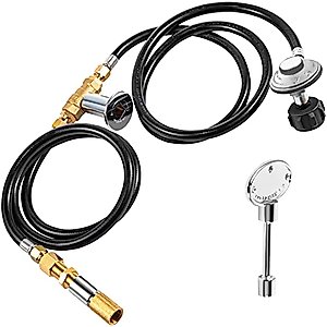 VEVOR Fire Pit Installation Kit, 90K BTU Max Propane Fire Pit Hose Kit, CSA Certified Propane Connection Kit, Gas Mixer Regulator with Adapter Included Air Mixer & Key Valve for Propane Connection