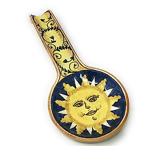 CERAMICHE D'ARTE PARRINI - Italian Ceramic Art Spoon Rest Pottery Holder Hand Painted Decorated Sun Made in ITALY Tuscan