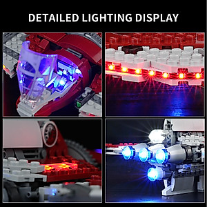Rorliny LED Light Kit for Lego Star Wars Ahsoka Tano's T-6 Jedi Shuttle 75362 Building Set, Creative Lighting kit Compatible with Lego 75362-Remote Control Version (Lights Only, No Lego Set)