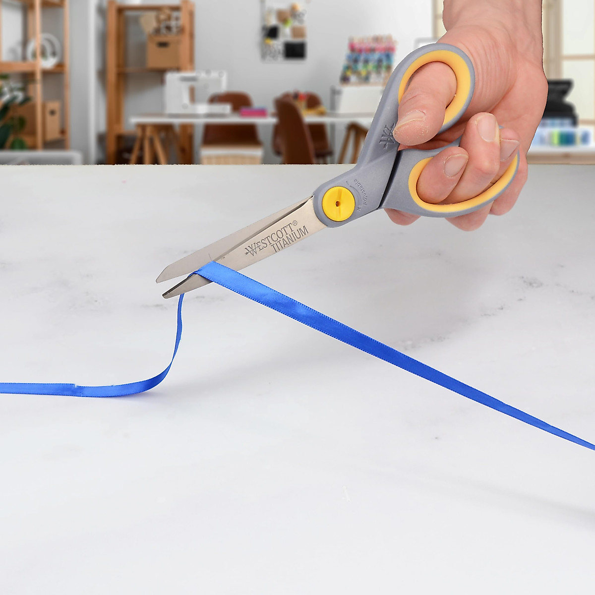 Westcott 13901 8-Inch Titanium Scissors For Office and Home, Yellow/Gray, 2 Pack