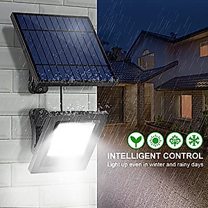 Solar Lights Outdoor Solar Flood Lights IP65 Waterproof Dusk to Dawn Lights Auto On/Off Bright White Solar Security Lights with 16.4Ft Cable for Front Door Barn Garden Garage Pathway Yard Patio Pool
