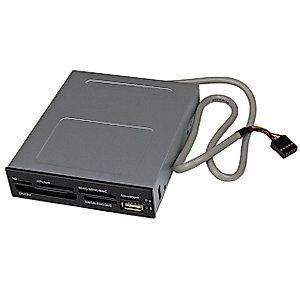 StarTech.com 3.5in Front Bay 22-in-1 USB 2.0 Internal Multi Media Memory Card Reader with Simultaneous Access - CF/SD/MMC/MS/xD - Black , TAA (35FCREADBK3)