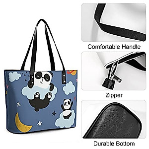 Womens Handbag Panda Patterns Leather Tote Bag Top Handle Satchel Bags For Lady