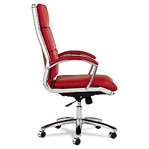 Alera ALENR4139 Neratoli Series High-Back Slim Leather Chair - Red/Chrome