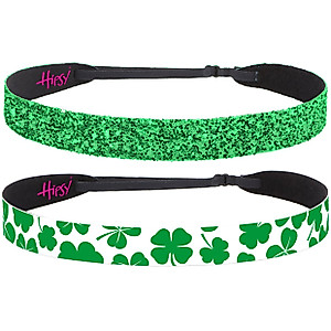Hipsy Irish Green Headband St Patricks Day Accessories Clover Headband Gift Packs (Green Clover & Wide Glitter 2pk)