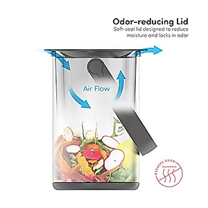 QUALIAZERO Multi-Purpose Countertop Compost Bin | 4L / 1 Gal Stainless Steel Slim Shape | Trash Can with Gray Lid | 1PC (4L / 1 Gal, Gray)