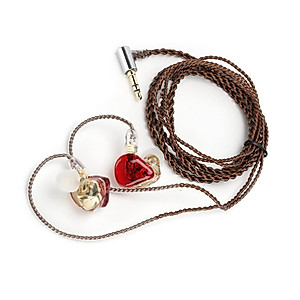 TQKLSM Wired Headset in-Ear Headset Resin Dynamic Earbuds HiFi Monitor Earbuds Wired Headset E-Sports DIY Gaming Earphone(Red)