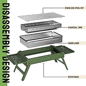 Barbecue Grill,Portable Charcoal Foldable Grill, Small Grills Outdoor Cooking for Travel， Camping Smoker BBQ Grill， Stainless Steel Table Top Grill Charcoal for Outdoor Cooking,Camping,Backyard Barbecue。