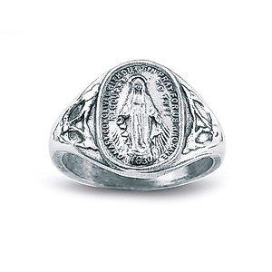 HMHReligiousMfg Miraculous Medal with Mary Symbol Inside Sterling Silver Ring (11)