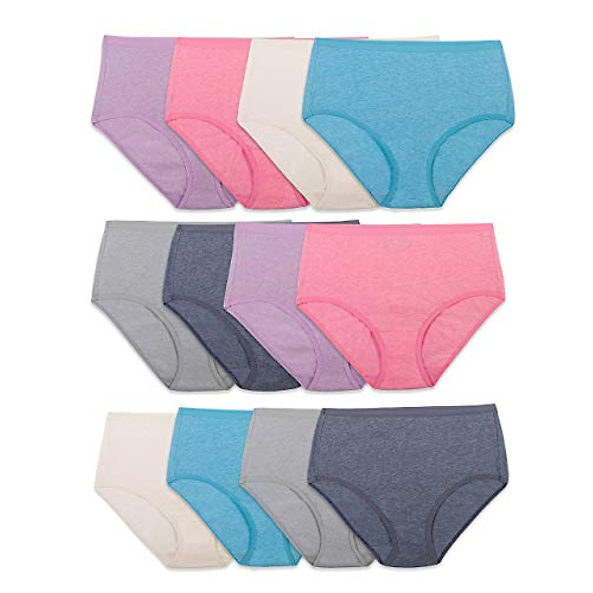 Fruit of the Loom Women's Beyondsoft Underwear, Super Soft Designed with Comfort in Mind, Available in Plus Size, Brief-Cotton Blend-12 Pack-Colors May Vary, 8
