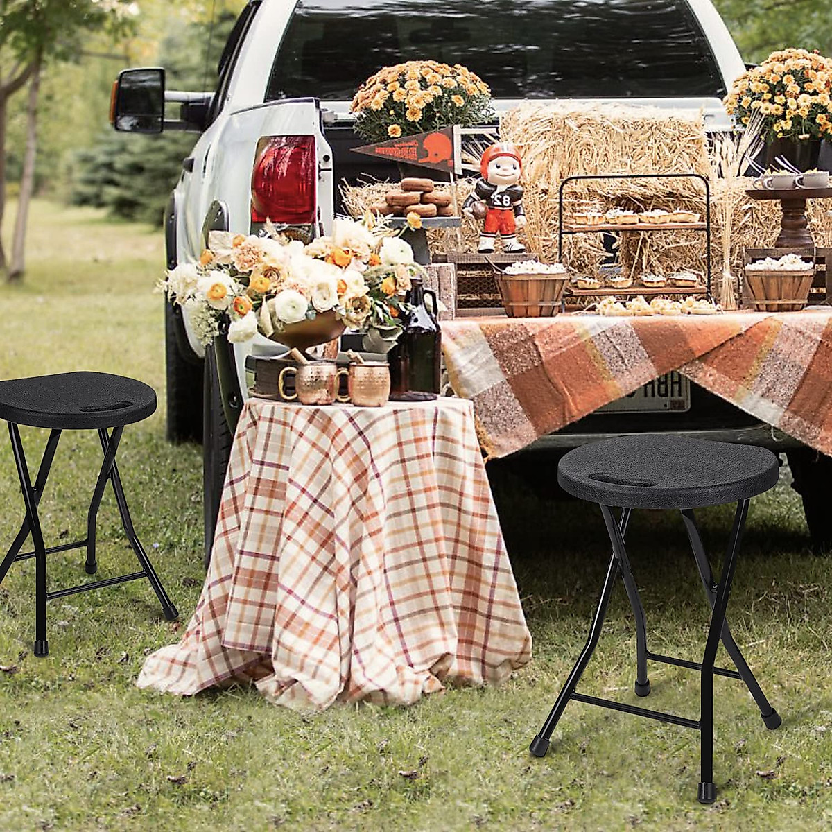 Magshion Foldable Stool with Handle Indoor Outdoor 6 Pack Backless Folding Stool 230lbs Capacity, 18 Inch Black