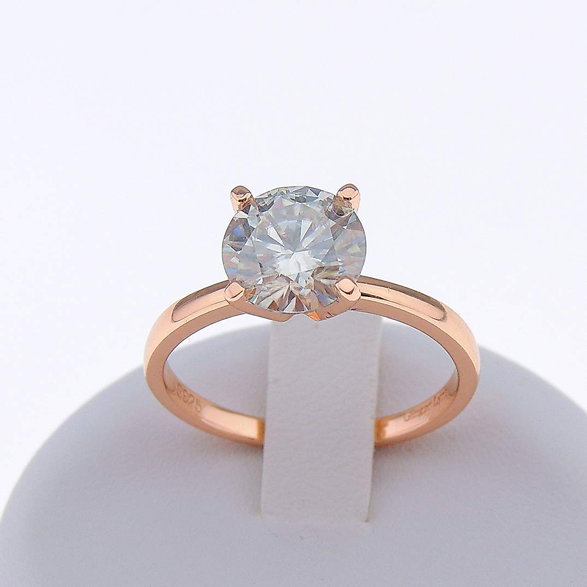 Amore 1CT 2CT 3CT DEW Solitaire Moissanite Engagement Ring by Ginger Lyne Choice of White Yellow or Rose Gold over Sterling Silver Wedding rings for women by Ginger Lyne