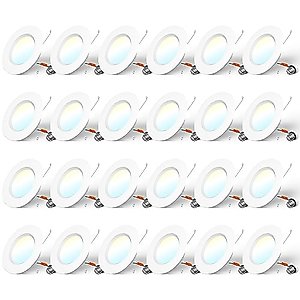 Amico 24 Pack 5/6 inch 5CCT LED Recessed Lighting, Dimmable, 12.5W=100W, 950LM, 2700K/3000K/4000K/5000K/6000K Selectable, Retrofit Can Lights with Baffle Trim, IC & Damp Rated - ETL & FCC Certified
