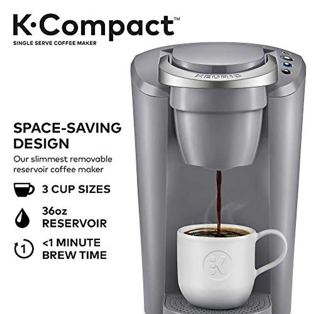 Keurig K-Compact Single-Serve K-Cup Pod Coffee Maker (Grey)